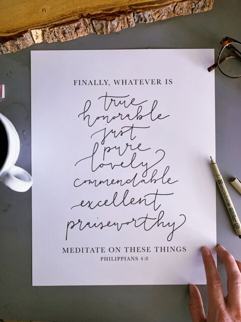 Philippians 48, Whatever Is True Bible Verse Wall Art, Meditate On ...