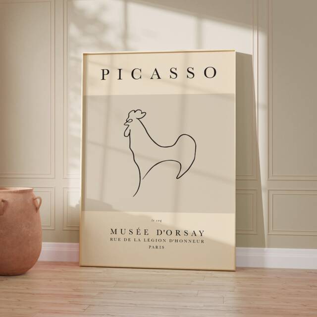 Picasso Cockerel Line Art Print Minimalist Le Coq Gicl??e D??cor by ...