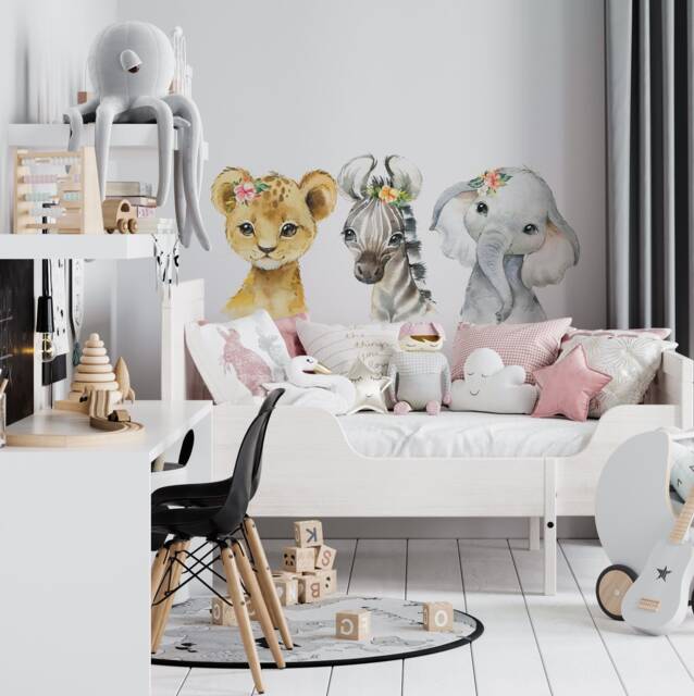 Baby Animals Wall Stickers, Childrens Animal Decals, Safari Jungle ...