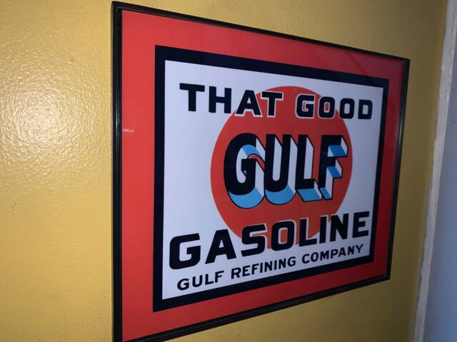 Good Gulf Oil Gas Service Station Mechanic Garage Bar Framed ...