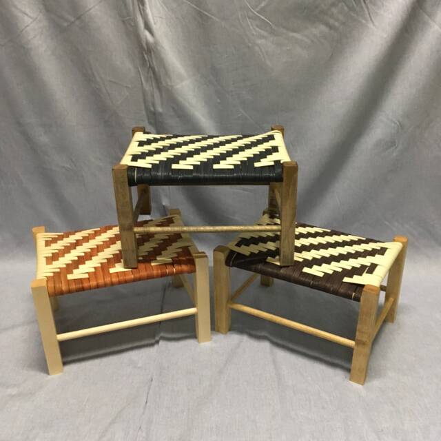 Custom Woven Foot Stool Two Tone Stained Wood Bench by Etsy | ufurnish.com