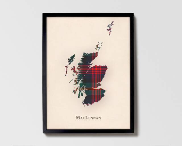 Clan Maclennan Scottish Tartan Map - Of Scotland Family Wall Decor ...