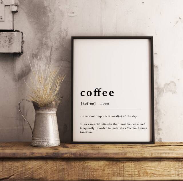 Coffee Definition Print Minimalist Typography Wall Art by Etsy ...