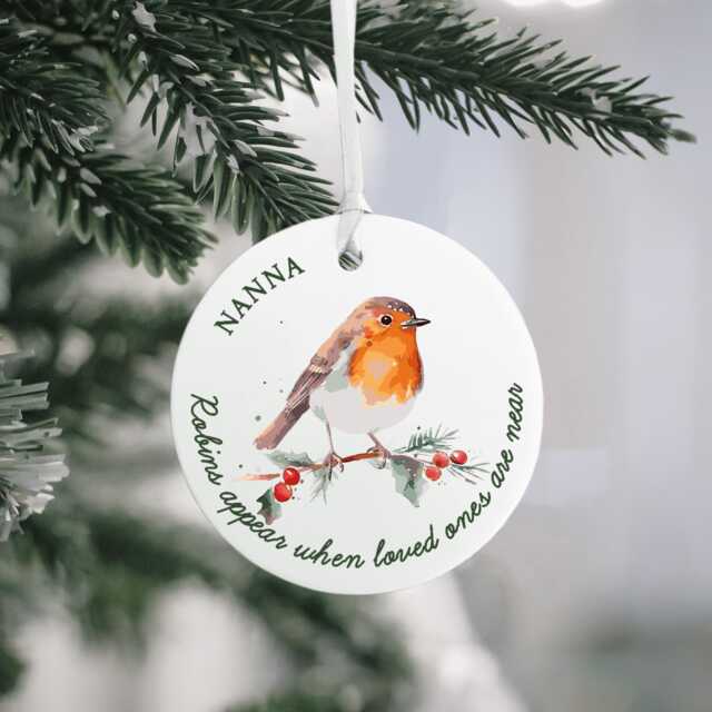 Robins Appear Memorial Bauble, in Memory At Christmas, Remembrance Poem ...
