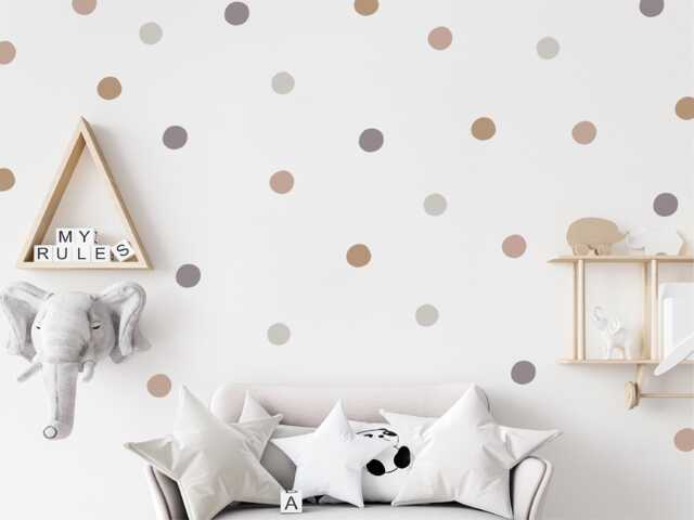 Earthy Neutral Polka Dot Wall Stickers, Pack Of 90, 2 Inches, 5 cm ...