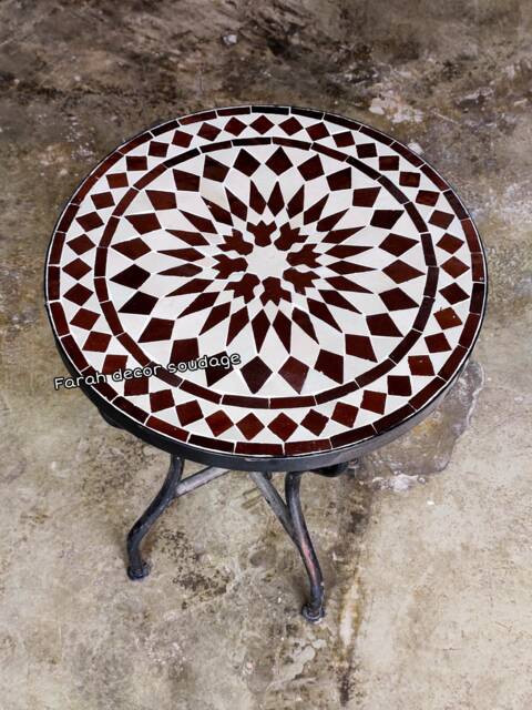Mosaic Table, Round Mosaictable Top With Iron Legs, Custom Your Outdoor ...