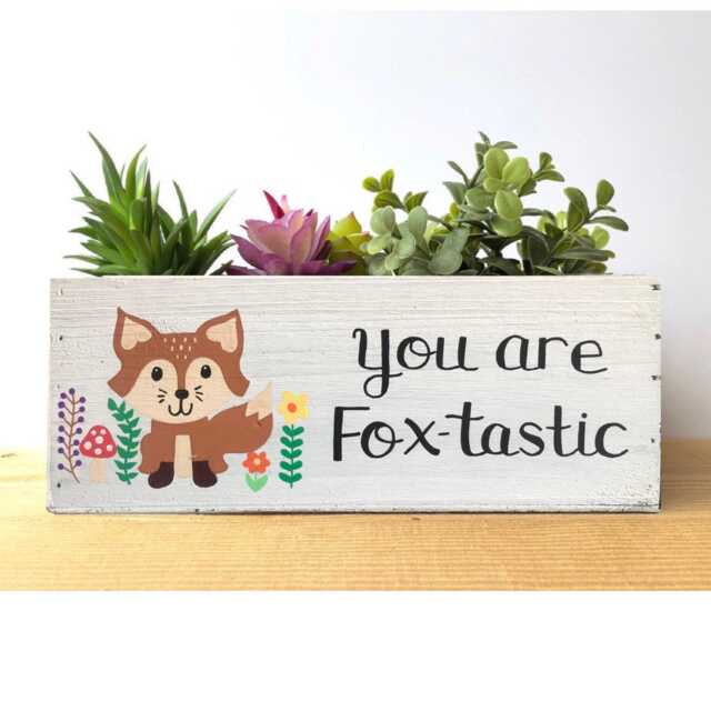 Personalized Fox Planter, Cute Gift, Box For Girl, Rustic Decorative ...