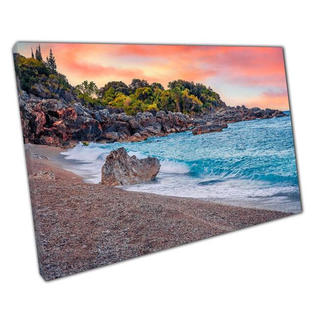 Adriatic Sea Canvas Print - Spring Sunrise Over Apelistra Beach Albania ...