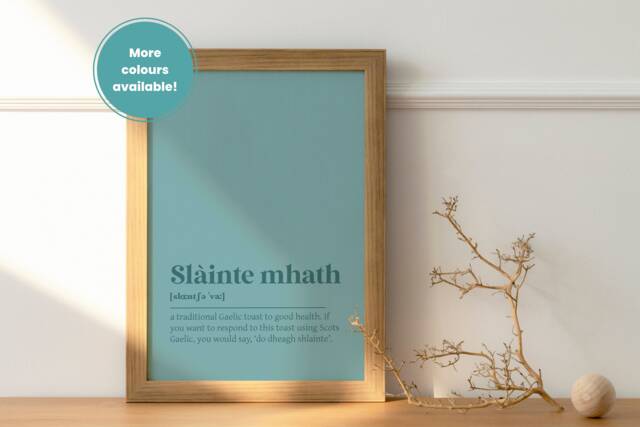 Slainte Mhath Good Health Drink Bar Gaelic Dictionary Unframed Print ...