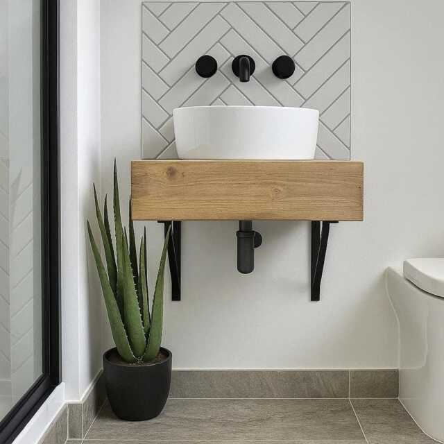 Small Rustic Wash Stand Shelf Washstand Sink Unit Hand Crafted Bathroom ...