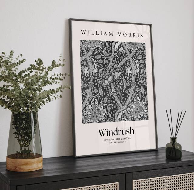 William Morris Print, Neutral Wall Art , Grey Art, Windrush, Botanical ...