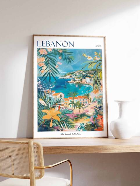 Lebanon Travel Poster Middle Eastern Landscape Art Print by Etsy ...