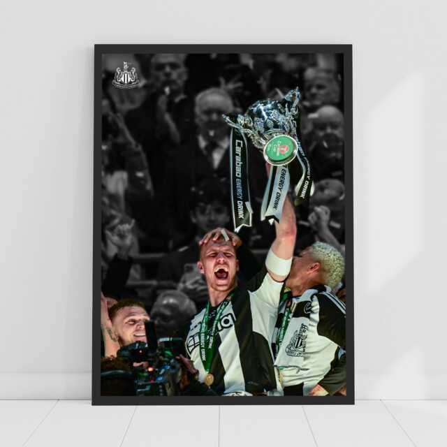 Newcastle United Cup Winners Print - Dan Burn Trophy Lift Portrait ...