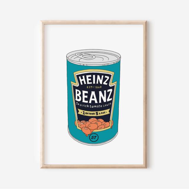Baked Beans Print, Heinz Illustration, Kitchen Unframed, A1/A2/A3/A4/A5 ...