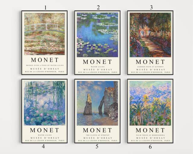 Claude Monet Poster Sets, Print, Art, Floral Vintage Minimalist Poster ...
