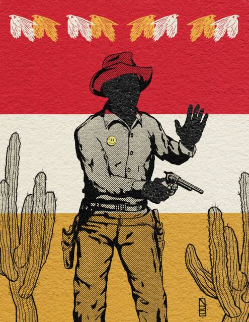 Out Of Time -- Art Print Western Inspired Desert Cactus Gunslinger ...