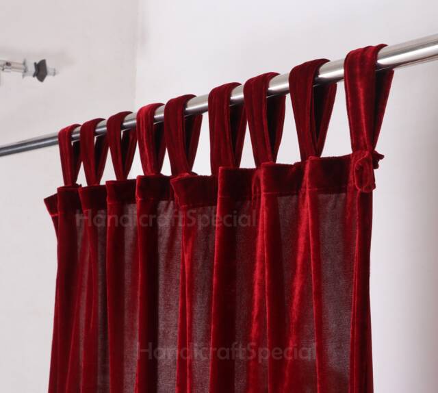 Maroon Velvet Curtains Custom Made Window Curtain Panel Drapery Dining ...