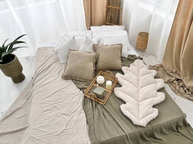 Oak Leaf Rug Play Mat Oak Leaf Shape Organic Cotton Fabric Safe For ...