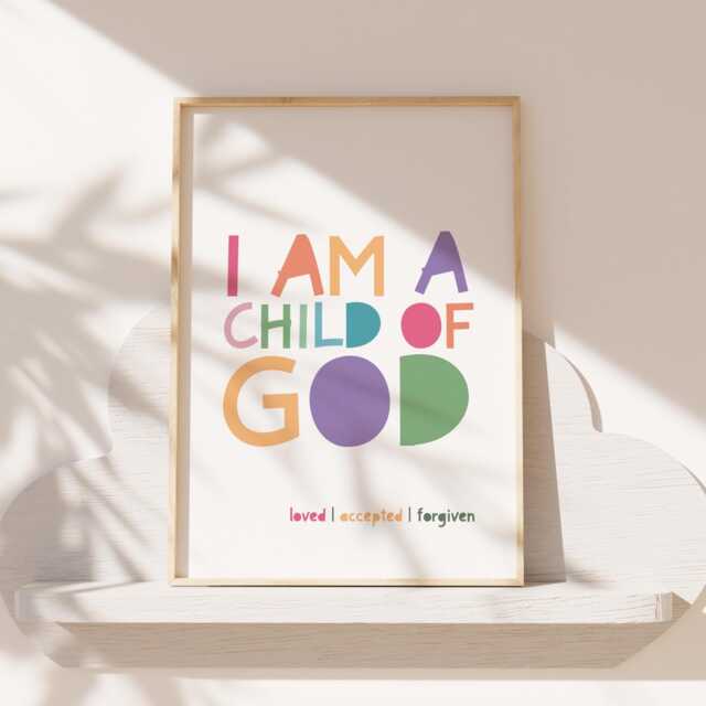 I Am A Child Of God Print, Rainbow Prints, Christian Wall Art, Girls ...