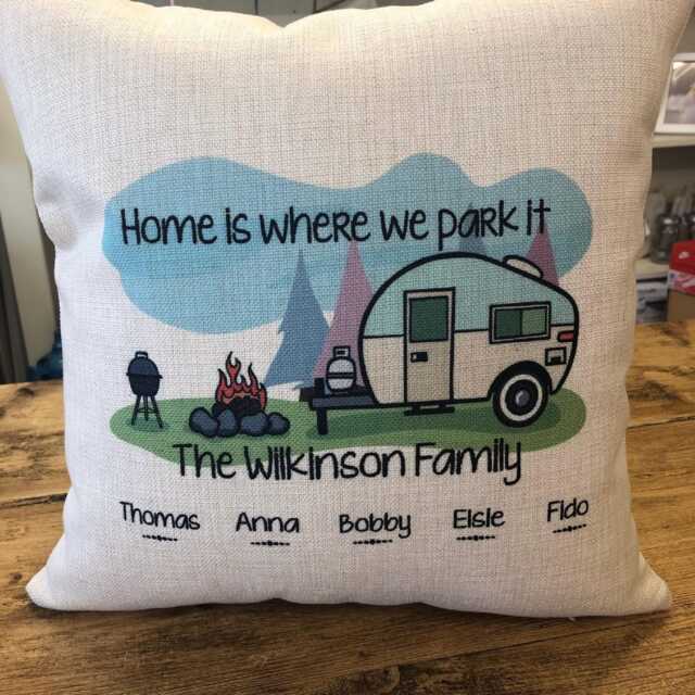 Personalised Caravan/Trailer Camping Cushion - Wilkinson Family Design ...