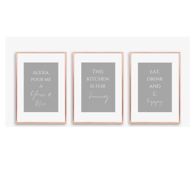 Kitchen Prints, Wall Art, Grey Print, Alexa Wine Typography This Is For ...