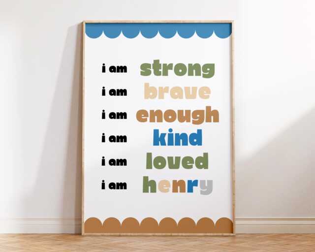 Children's Affirmation Wall Art - Kids Bedroom Girl Boy Poster Positive ...