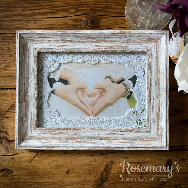 Timeless Battenberg Lace Set in 5x7 White Light Wood Distressed Frame ...