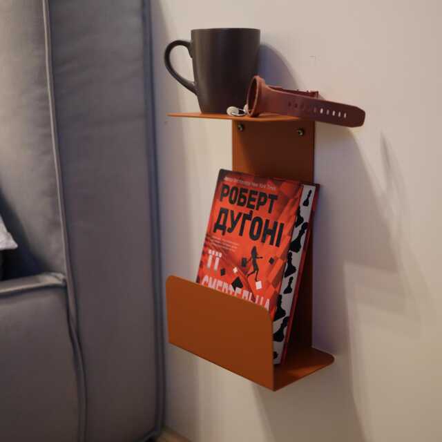 Orange Floating Nightstand Nat With Matte Textured Surface, Narrow ...