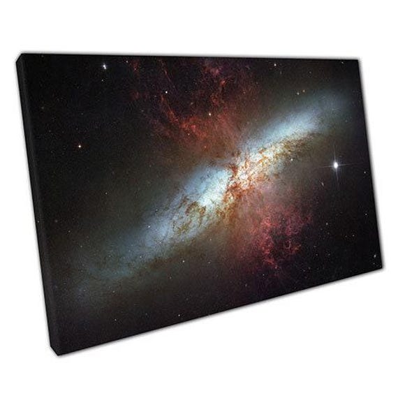 Mesmerizing Starburst Galaxy Canvas Celestial Wall Art For Home & Office - Messier Space Decor ...