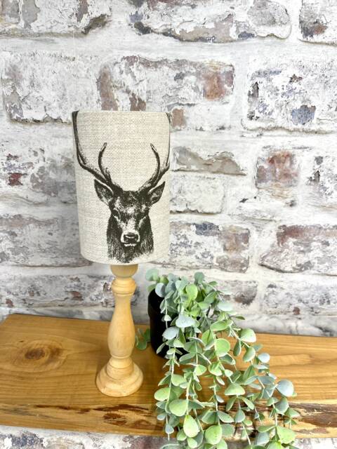 Fryetts Stag Head in Charcoal On Linen Lampshades By Berry & Grouse ...