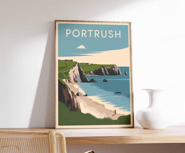 Portrush Coastal Print Northern Ireland Travel Poster by Etsy ...