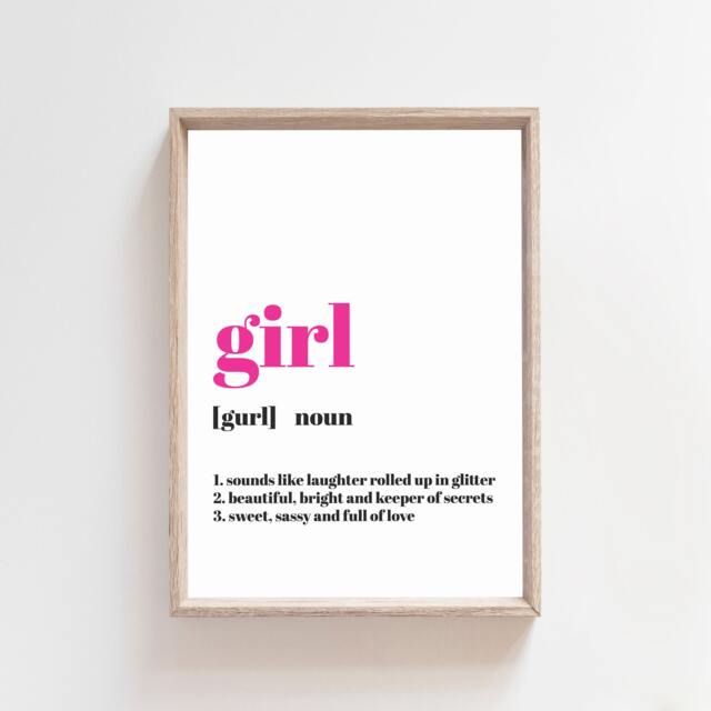 Girls Nursery Prints, Girl Definition Print, Quotes, Bedroom Decor ...