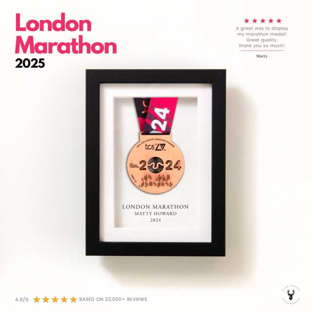 Medal Memory Frame - Personalised Marathon Box London Picture ...
