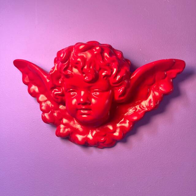 Large - Deep Red Cherub Angel Wall Hanging Kitsch Rococo Baroque Ornate ...