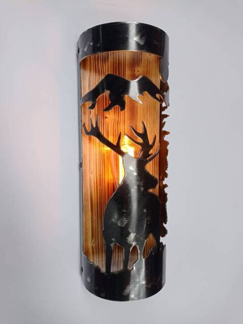 Rustic Wall Light - Deer Cabin Sconce Log House Lighting Lodge Lights ...