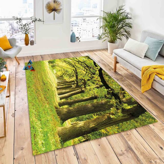 Green Trees Area Rug, Pine Rug, Modern Woodland Nursery Decor, Playroom ...