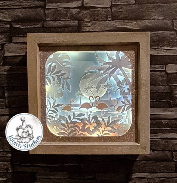 Pink Flamingo 3D Shadow Box, Light Up Picture, Nursery Decor, Childrens ...