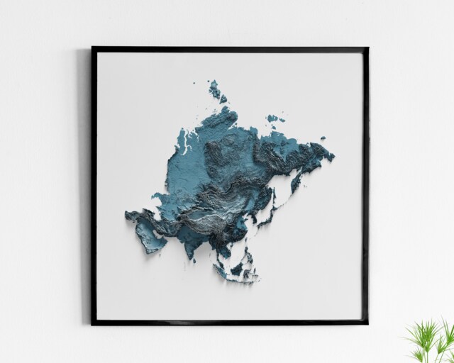 Asia - Shaded Relief Map Natural Topography by Etsy | ufurnish.com