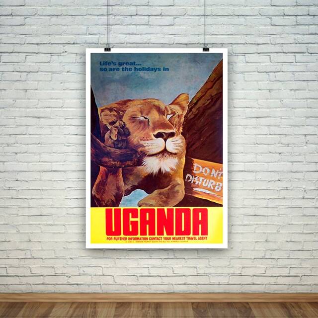 Uganda Poster Vintage Africa Lion Travel Print by Etsy | ufurnish.com