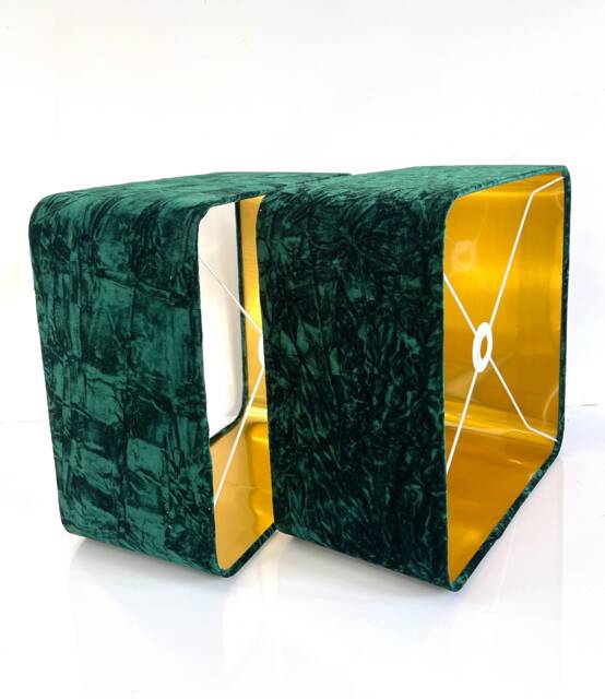 New Luxury Premium Quality Round Square Green Crushed Velvet Lamp ...