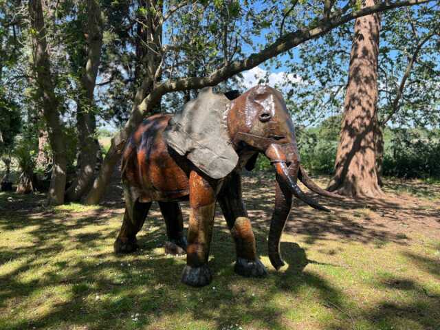 Recycled Metal Elephant. Outdoor Garden Sculpture. Handcrafted Safari ...