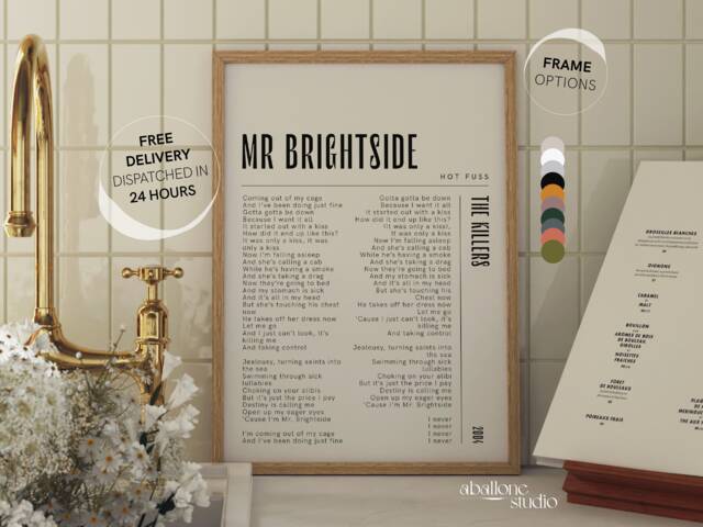 Personalised Song Lyrics Print, Choose Your Favourite Lyrics, Custom ...