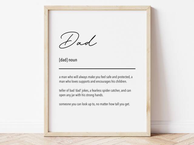 Dad Definition Print - Father Gift Quote Home Desk Decor Unique Present ...
