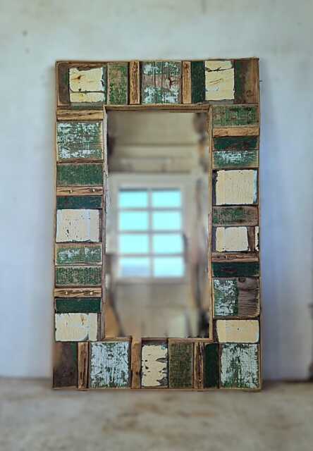 Rustic Driftwood Full Length Mirror Green & Cream Painted Wood by Etsy ...