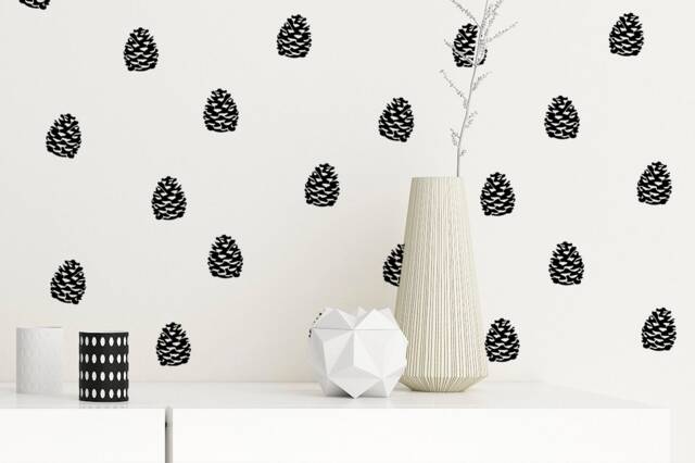 Pine Cone Decal, Winter Wall Decal, Decor, Christmas Decals, Tree Decal ...