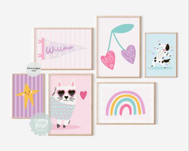Set Of 6, Girls Bedroom Prints, Gallery Wall Cool Girls, Checkerboard ...