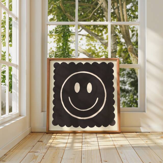 Black Smiley Face Art Print Dopamine Decor, Maximalist Wall by Etsy ...