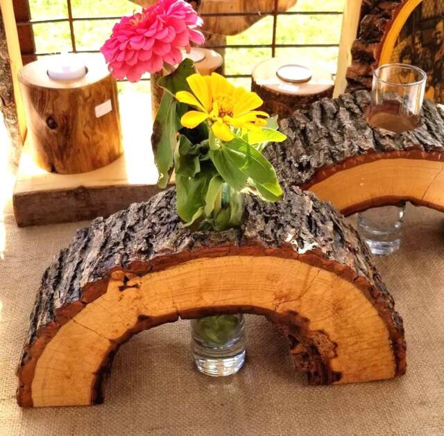 Hollow Wood Half Log Vase Holder - Natural Rustic Tree Decoration by ...