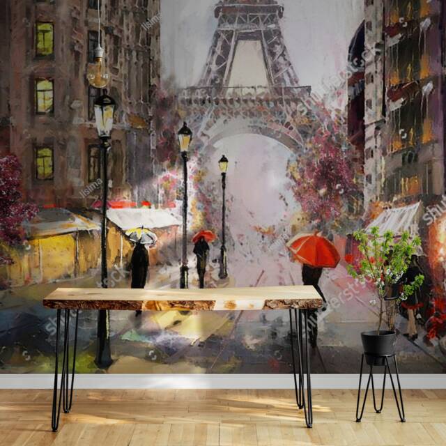 Art Wallpaper France Street View Wall Mural Vinyl Non-Woven Wallpapers ...
