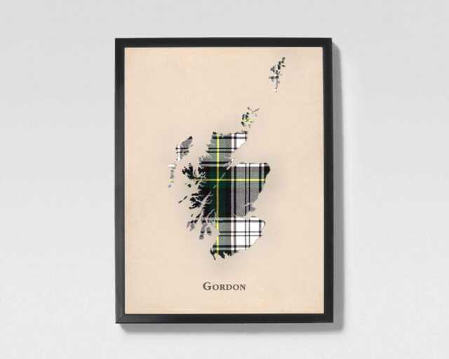 Clan Gordon Scottish Tartan Map - Of Scotland Family Wall Decor, Ready ...
